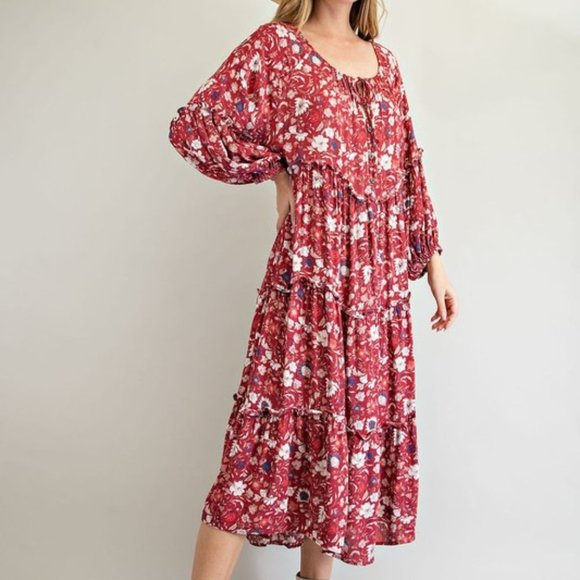 easel | Dresses | Easel Scarlet Red Stuck On You Midi Dress | Poshmark